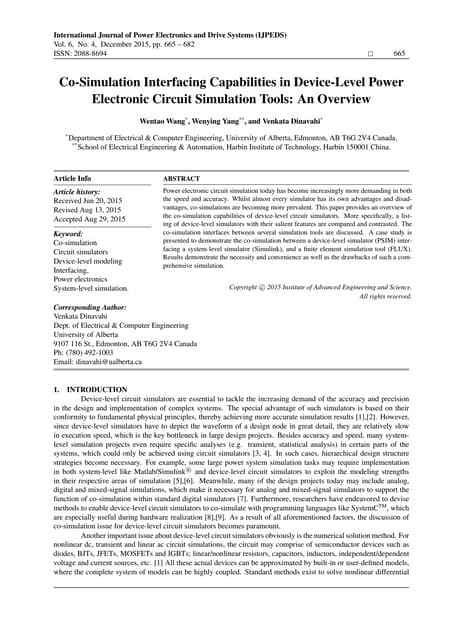 Co Simulation Interfacing Capabilities In Device Level Power Electronic Circuit Simulation Tools