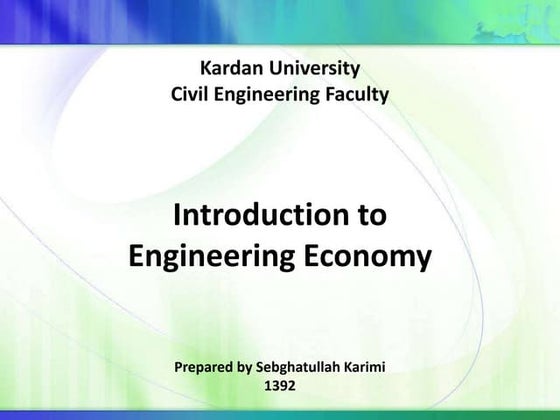 The 7 principles of Engineering Economy | PPT