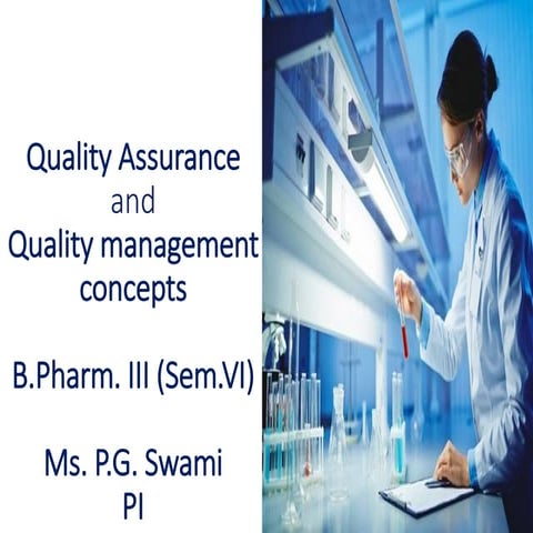 Quality assurance and quality control B.Pharm. | PDF