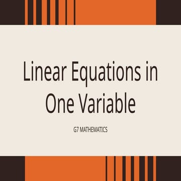 Linear equtions with one variable | PPTX