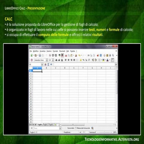 Le funzioni principali di LibreOffice Calc | PDF