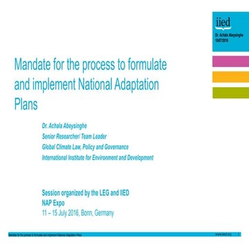 Mandate for the process to formulate and implement National Adaptation ...