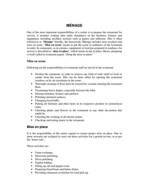 Fnb standard of table set up | PPT