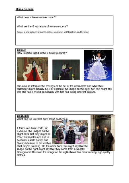 02. mise en scene notes sheet y12 | PDF