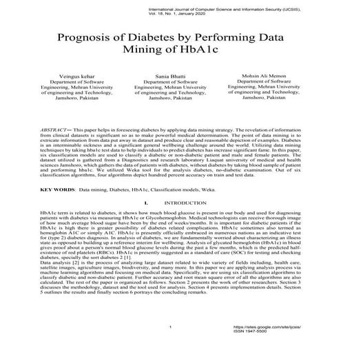 Prognosis of Diabetes by Performing Data Mining of HbA1c | PDF