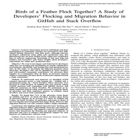 Birds of a Feather Flock Together? A Study of Developers’ Flocking and Migration Behavior in ...