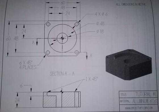 Mastercam Mill 3D Tutorial - Drawing 01 | PDF