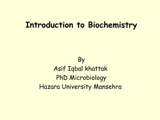 Introduction to biochemistry | PPT