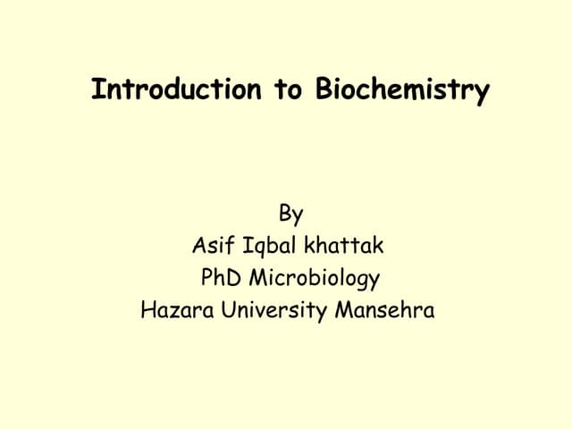 Introduction to biochemistry | PPT