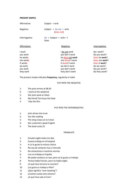 WORKSHEET PRESENT SIMPLE INTERROGATIVE | DOC