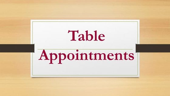 Food and Beverage Services-Table Appointments | PPTX