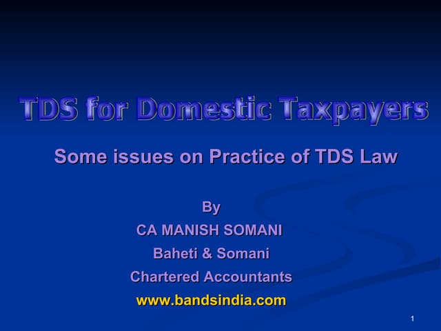 Ppt on tds | PPTX