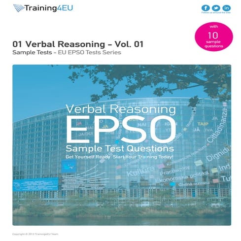 Verbal Reasoning Sample Tests EU EPSO Volume 01 | PDF
