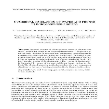 NUMERICAL SIMULATION OF WAVES AND FRONTS | PDF | Physics | Science