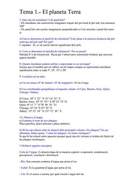 Ejercicis Geografia Tema 1 | DOCX