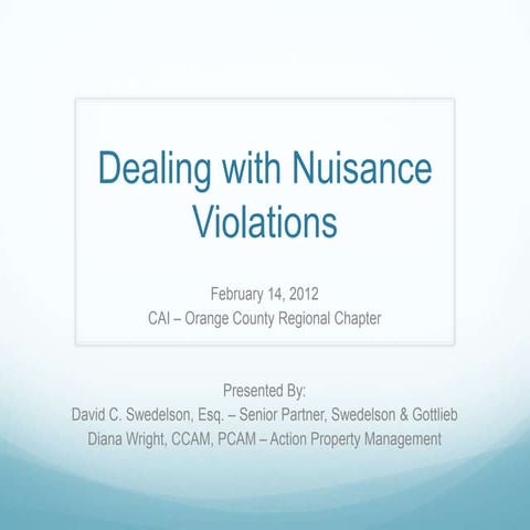 Dealing With Nuisance Violations | PPTX