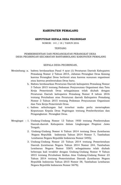 Format keputusan kepala desa tentang penetapan status penggunaan aset… Format keputusan kepala desa tentang penetapan status penggunaan aset…