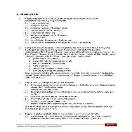 Petunjuk Teknis Pengisian Instrumen Akreditasi SMA | PDF