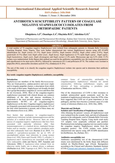 Species distribution and virulence factors of coagulase negative ...