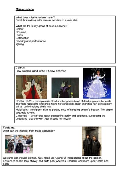 mise en scene notes sheet | PDF
