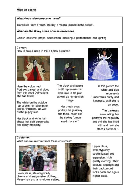 mise en scene notes sheet | PDF