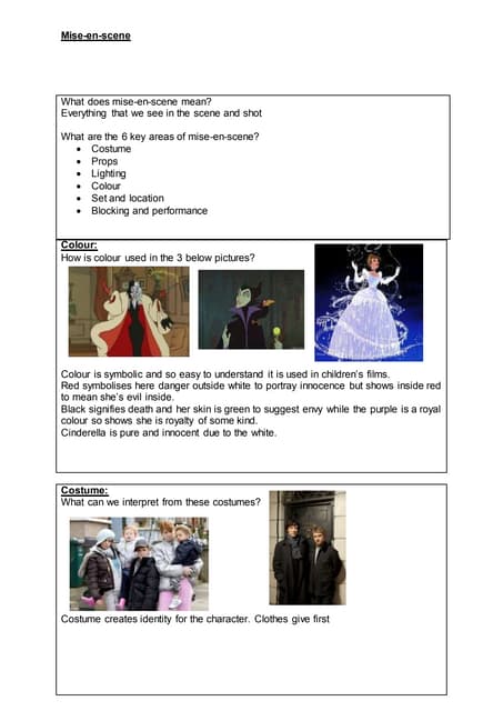 Mise en scene notes | DOCX | Women\'s Outerwear | Women\'s Clothing