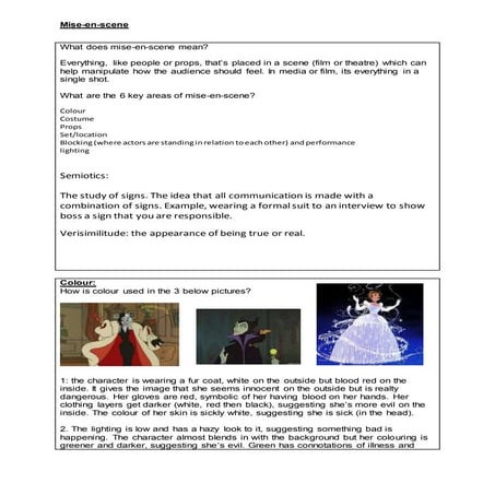 02. mise en scene notes sheet | PDF