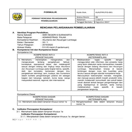 02. rpp kd 2-pajak kelas xii semester 1-aploud | PDF