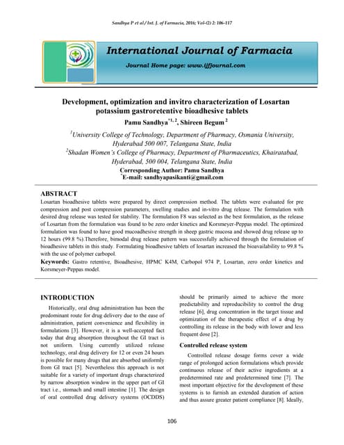 Formulation and In vitro evaluation of Fosinopril fast dissolving tablets | PDF