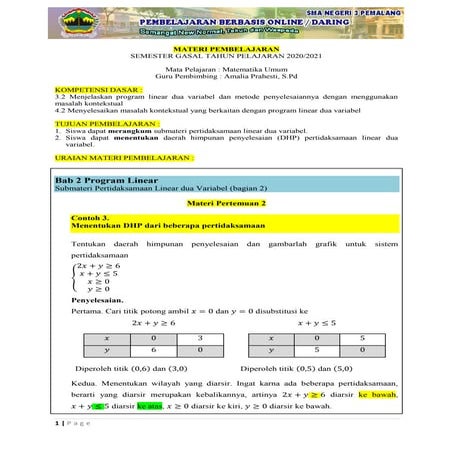 Pertemuan 2 bab 2 program linear | PDF