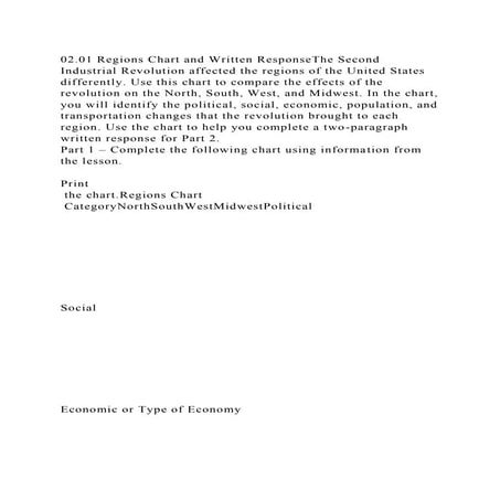 02.01 Regions Chart and Written ResponseThe Second Industrial Revolu.docx