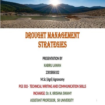 DROUGHT MANAGEMENT STRATEGIES IN AGRICULTURE | PPTX
