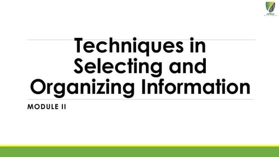 Techniques in arranging information | PPTX