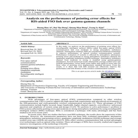 Analysis On The Performance Of Pointing Error Effects For Ris Aided Fso Link Over Gamma Gamma