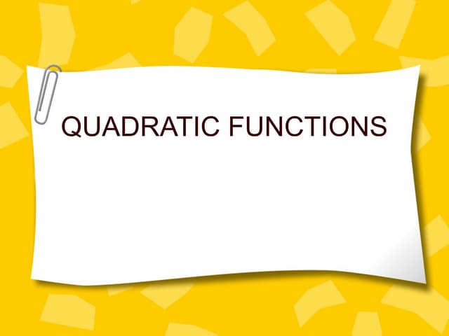 Mathematics 9 Lesson 3: Quadratic Functions | PPTX