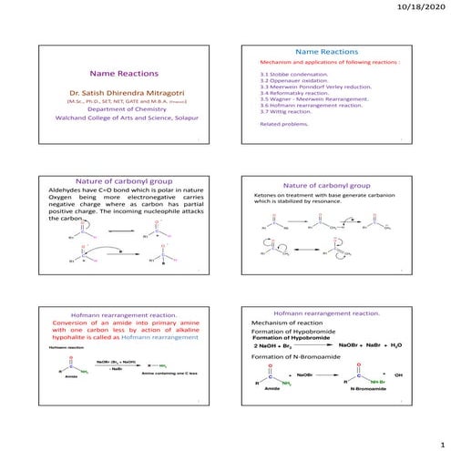 02. Chemistry Common Name Reactions for Students.pdf | Chemistry | Science