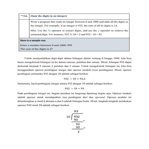 2.6. Jumlah Digit dalam Bilangan Ratusan Menggunakan C++ | PDF