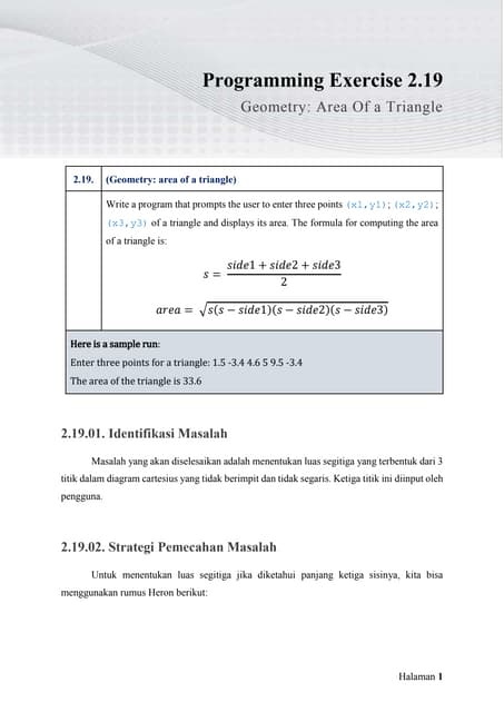 02.14. Luas Segitiga Menggunakan Bahasa Pemrograman Python | PDF
