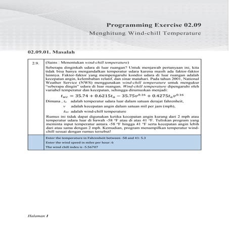 02.09. Menentukan Wind-chill Temperature Menggunakan Bahasa Pemrograman Python | PDF