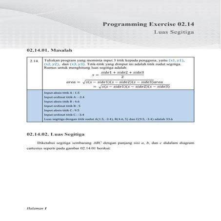 02.14. Luas Segitiga Menggunakan Bahasa Pemrograman Python | PDF