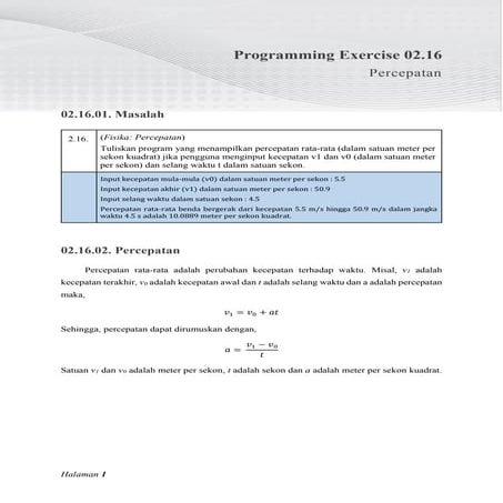 02.16. Hitung Percepatan Menggunakan Python | PDF