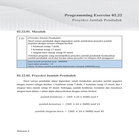02.22. proyeksi Jumlah Penduduk Menggunakan Bahasa Pemrograman Python | PDF