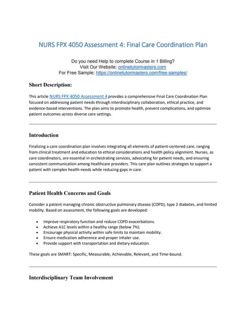 nurs fpx 4050 assessment 1 preliminary care coordination plan.pdf