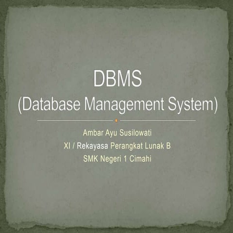 DBMS (Database Management System) | PPTX