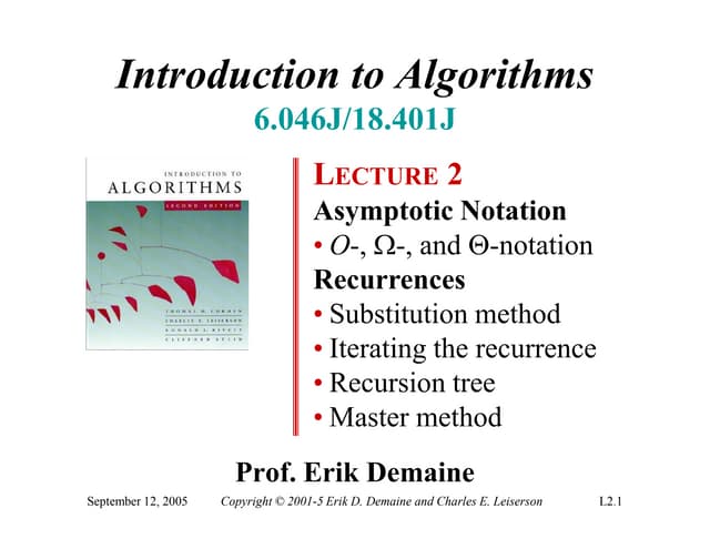 02 Asymptotic Notation And Recurrences Ppt