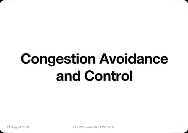 Congestion avoidance in TCP | PPSX