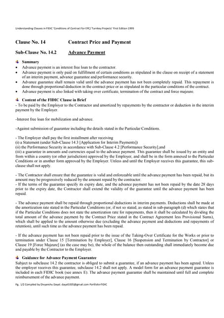 Clause 4.2 Performance Security-Understanding Clauses in FIDIC ...
