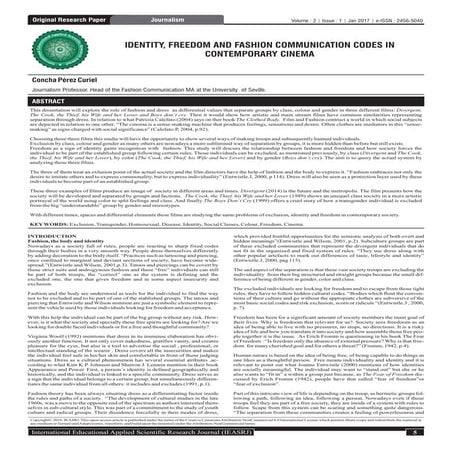 IDENTITY, FREEDOM AND FASHION COMMUNICATION CODES IN CONTEMPORARY CINEMA | PDF