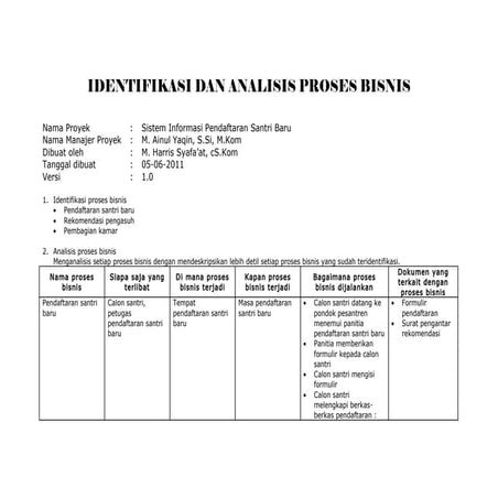 02. identifikasi dan analisis proses bisnis | DOC
