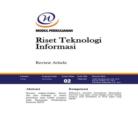 MODUL PERKULIAHAN - Riset Teknologi Informasi - Review Article | PDF